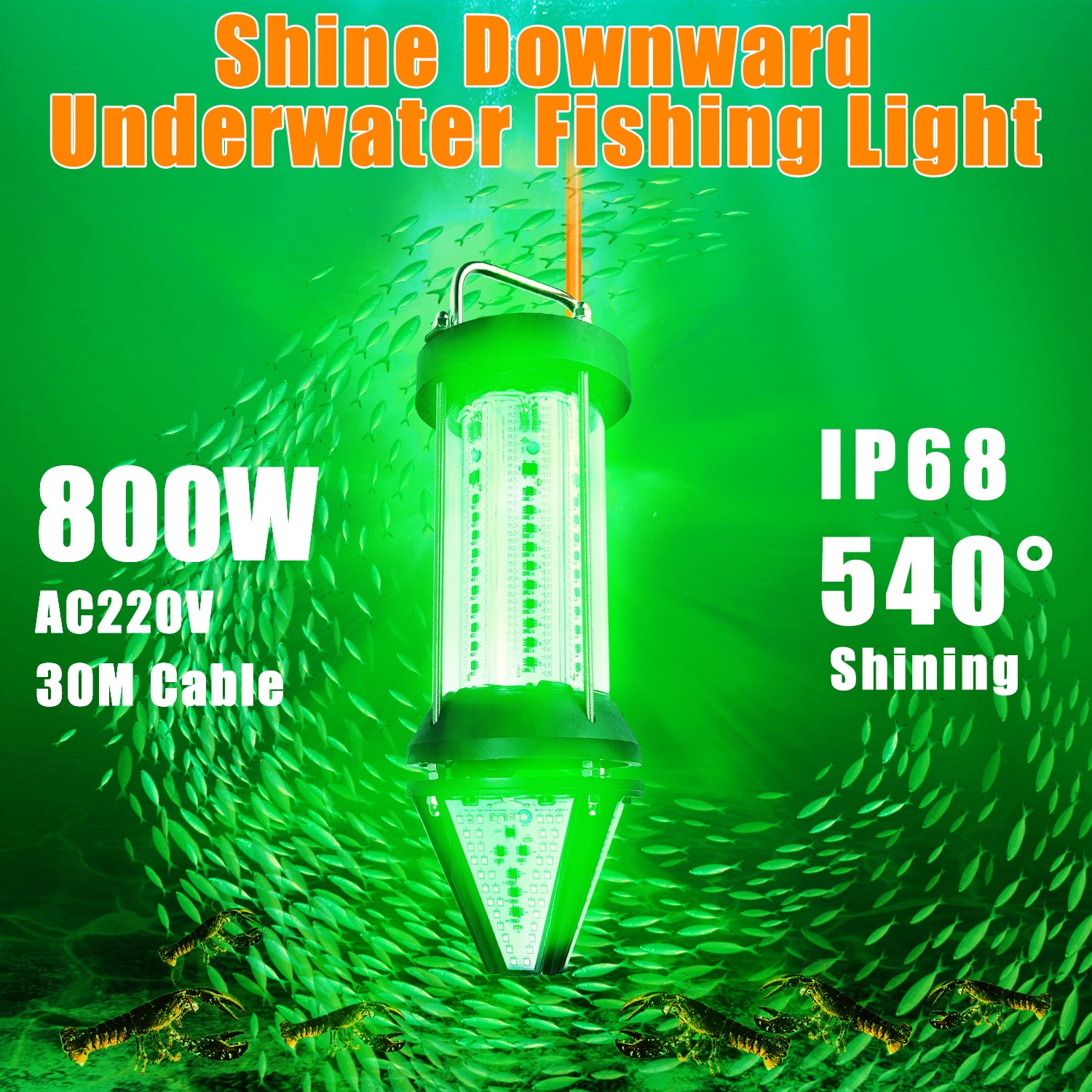 green underwater fishing lights 800W | LED best 72000LM fishing boat ...